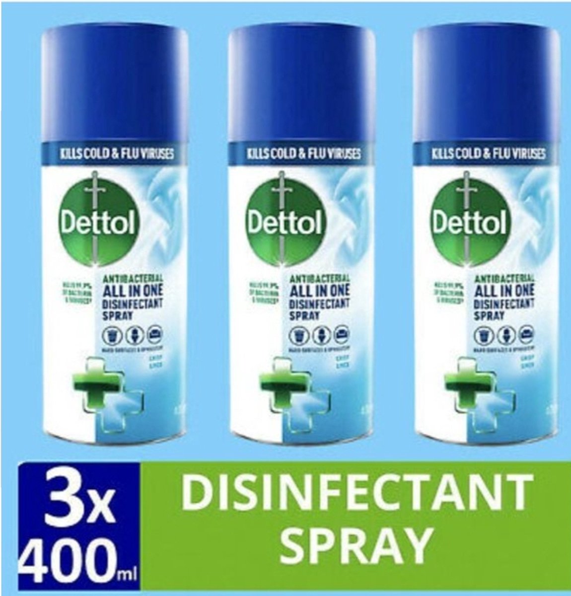 Dettol All-In-One Disinfectant Spray Crisp Linen - 3x400ml | bol.com