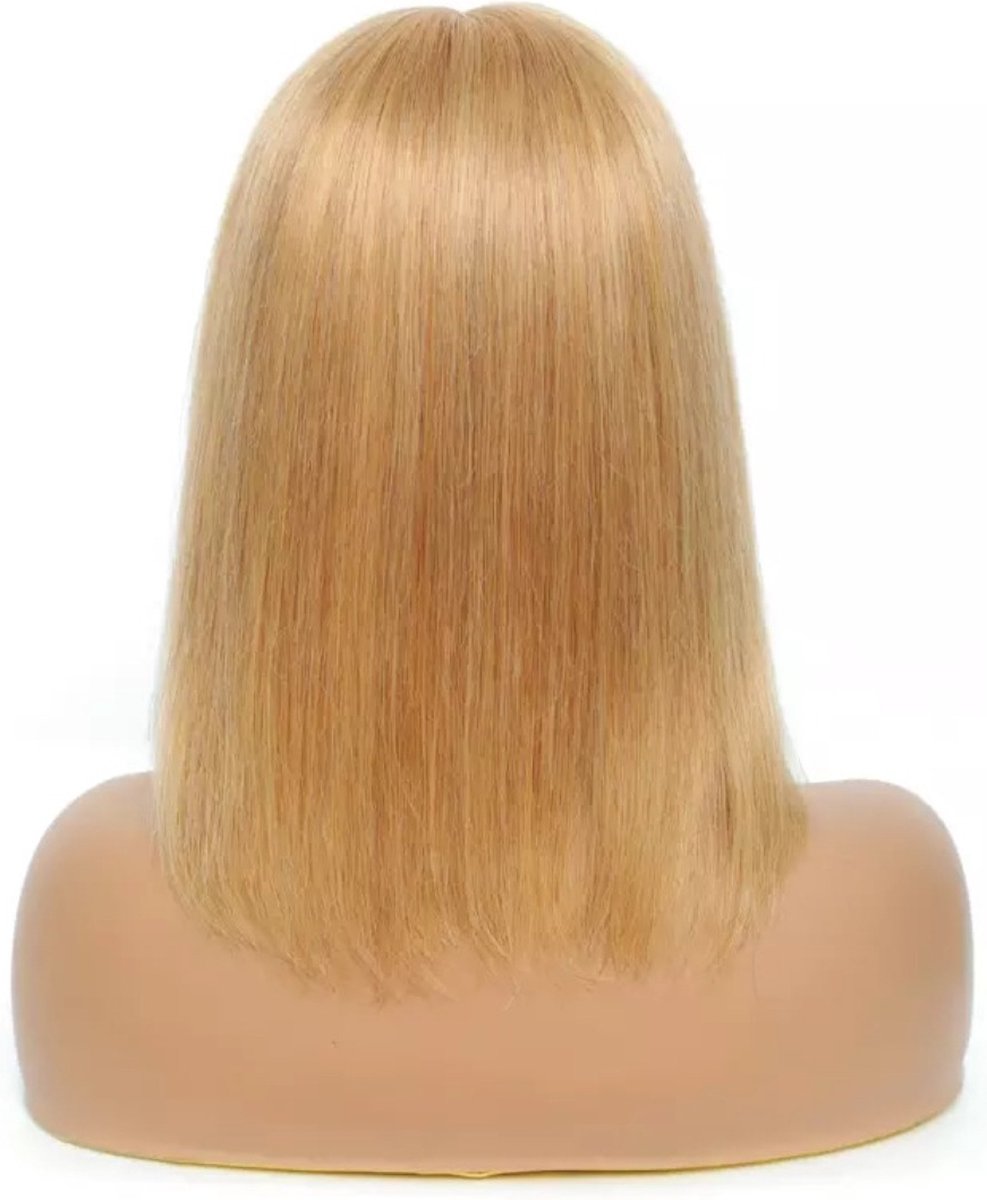 Lace front perruque courte hair naturels lisse soyeux couleur miel ...