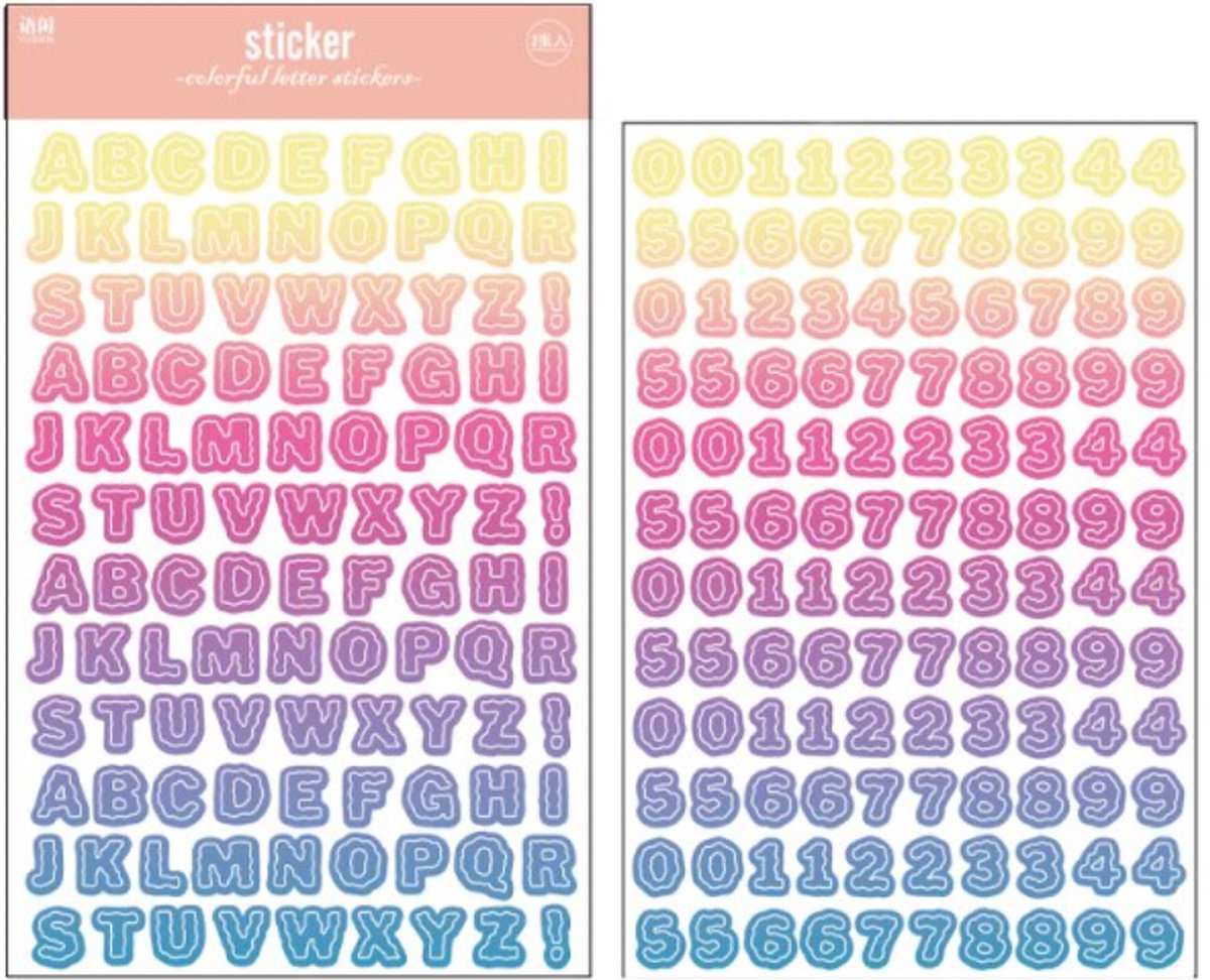 Cijfer en letter stickervel - Cijfer stickers - Letter stickers ...