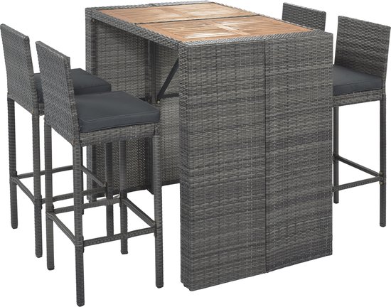 5-delige buiten rotan bar set-terras bar meubilair met 4 kussens ...