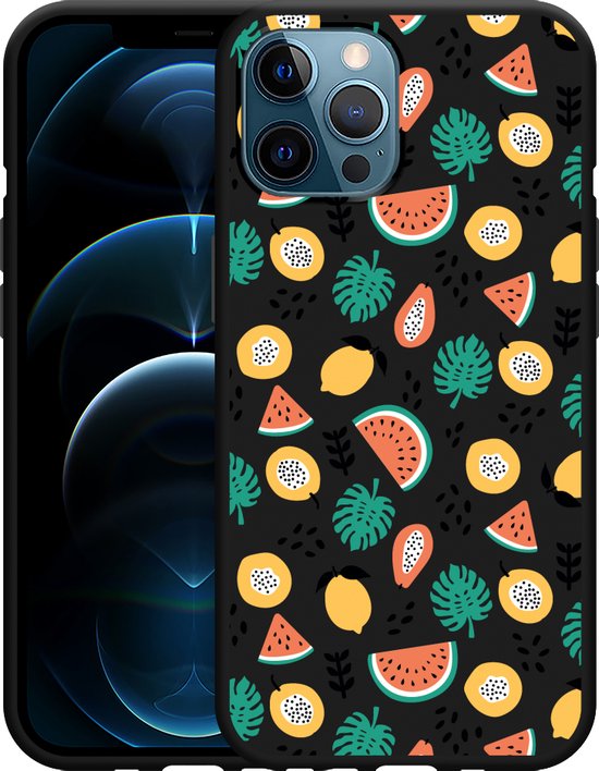 Cazy Hoesje Zwart geschikt voor iPhone 12 Pro Max - Tropical Fruit | bol