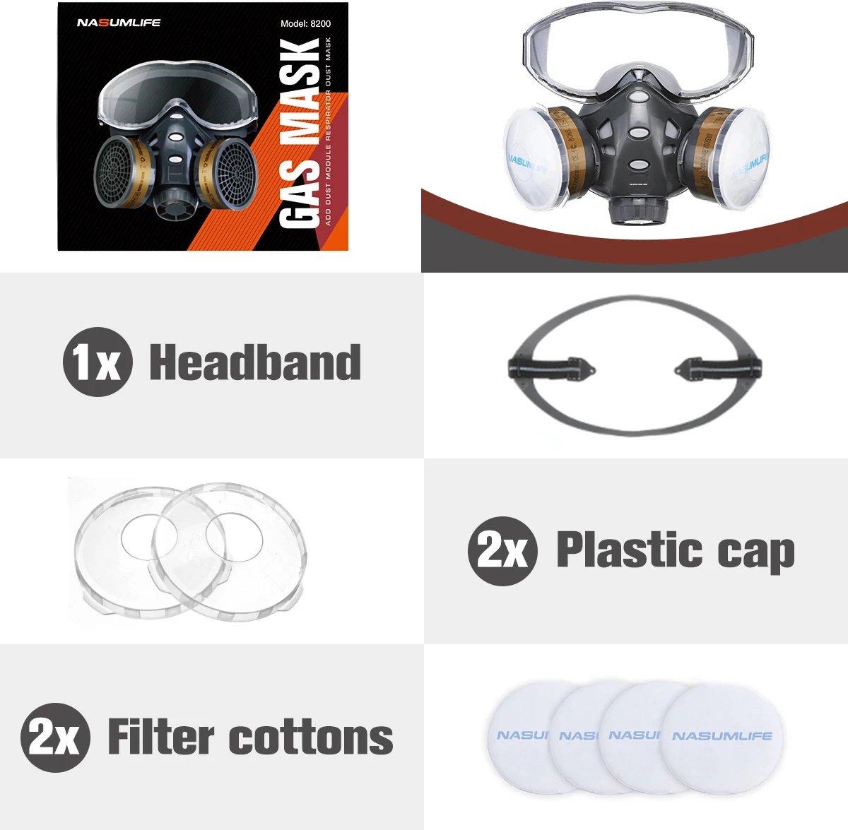 NASUM 8200 Adembeschermingsmasker - herbruikbaar - met filter en ...