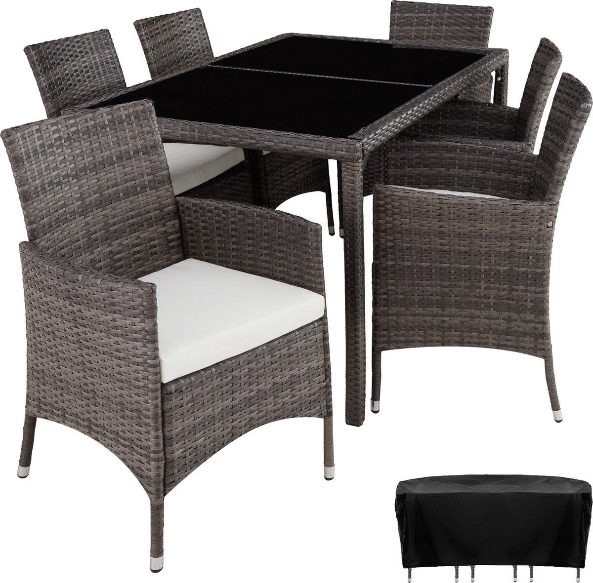 tectake -zitgroep Lissabon- Wicker Tuinset- inclusief beschermhoes ...