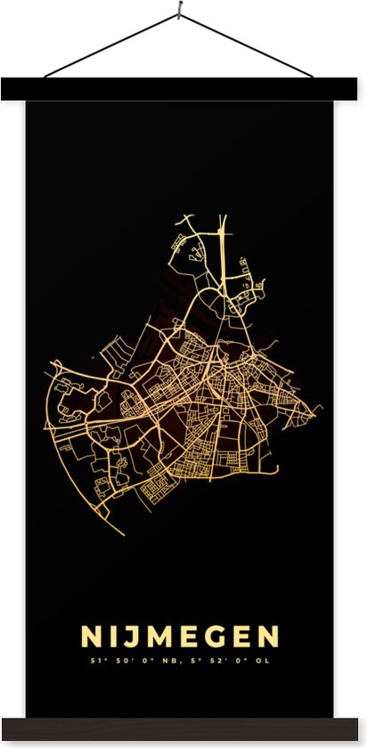 Posterhanger incl. Poster - Schoolplaat - Kaart - Nijmegen - Stadskaart ...