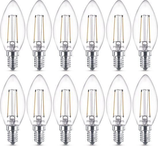 Philips LED lamp Filament E14 - Kaars B35 - Warm wit licht - Voordeelverpakking -... | bol.com