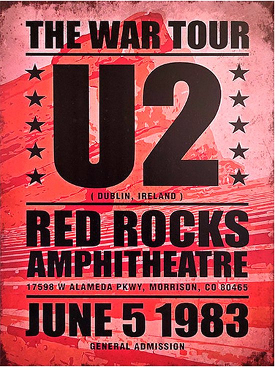 Signs-USA - Concert Sign - metaal - U2 - War Tour - Red Rocks - 30 x 40 ...
