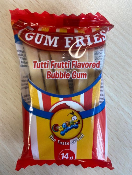 BUBBLE GUM FRIES - kauwgom friet - Tutti Frutti - bubblegum ...
