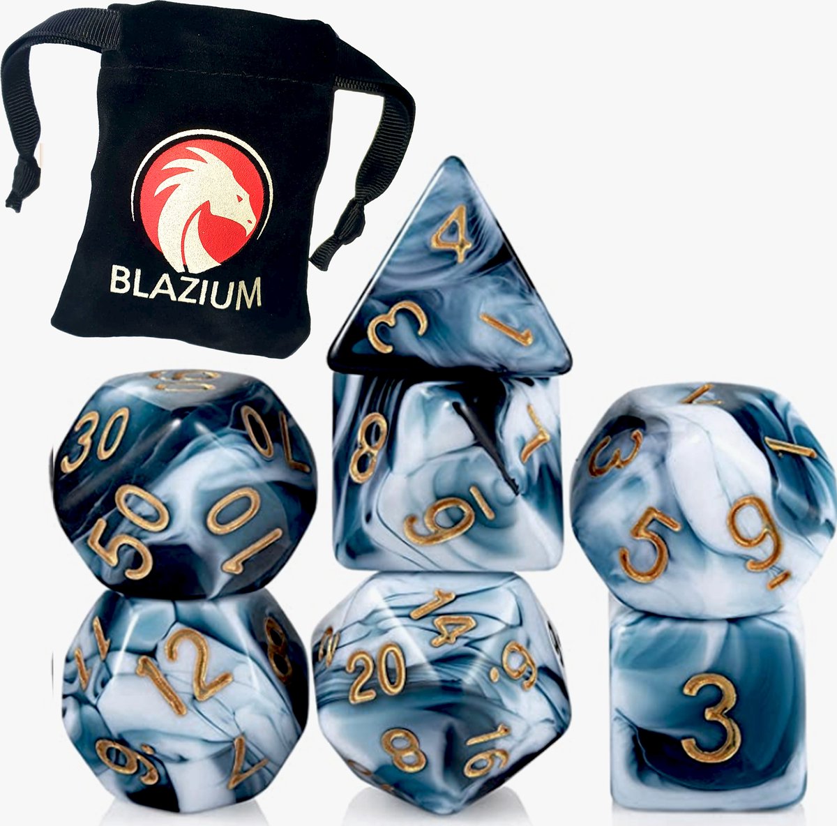 Blazium - DnD dice set - Inclusief velvet bewaarzakje - Smoke series ...