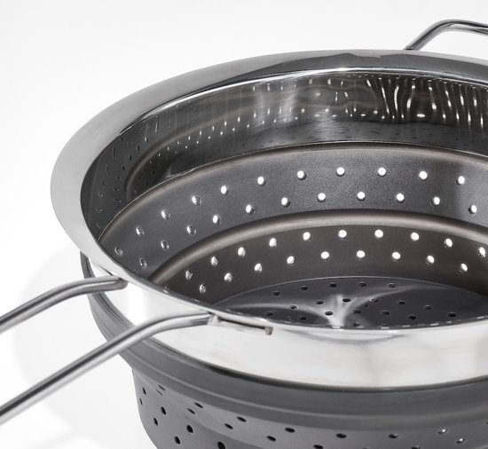 vouwbaar Vergiet - inklapbaar - Grijs / RVS / en te gebruiken als ...