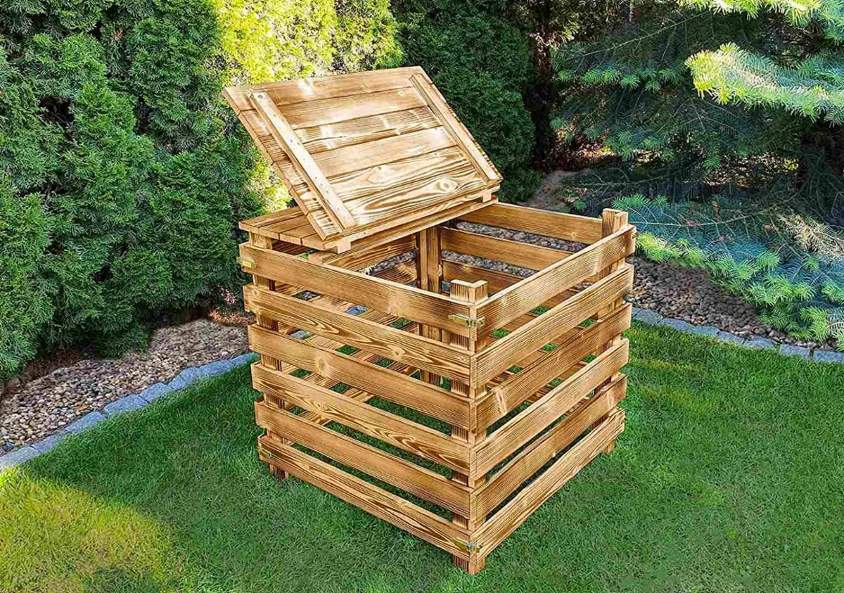 houten compostbak deksel - opklapbare wanden tuin- | bol.com