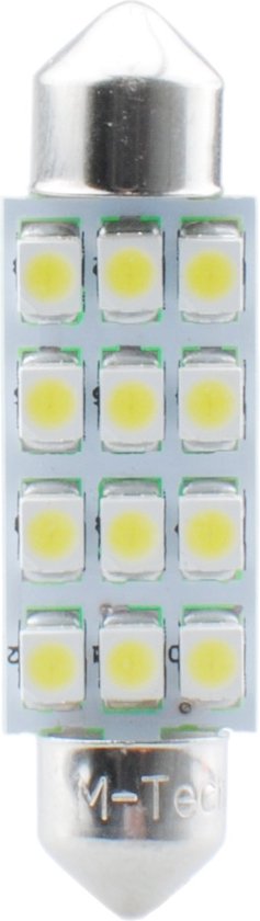 M-Tech LED C5W 12V 41mm - Basis 12x Led diode - Blauw - Set | bol