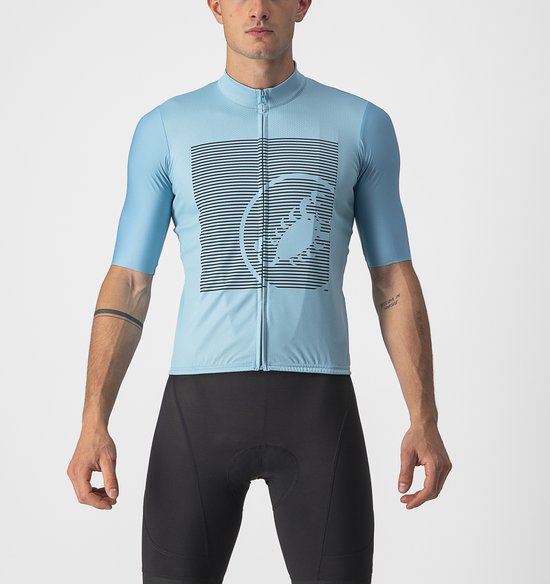 Castelli Fietsshirt Korte Mouwen Heren Turquoise Blauw - BAGARRE JERSEY ...