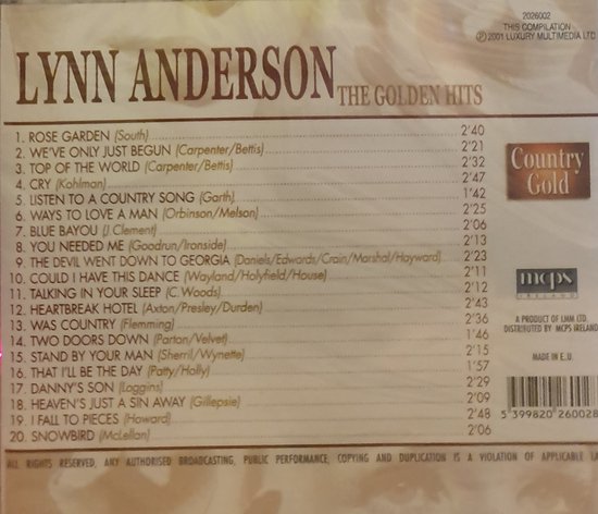 Lynn Anderson - The Golden Hits, Lynn Anderson | CD (album) | Muziek | bol