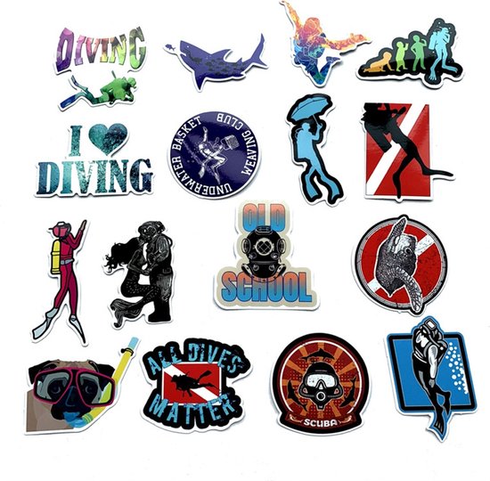 50 Duiker stickers - Thema sticker pack Scuba diving -... | bol