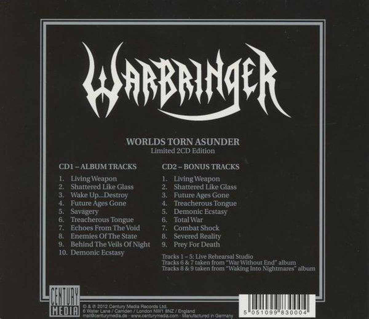 Warbringer - Worlds Torn Asunder (Limited), Warbringer | CD (album ...
