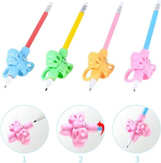 Potlood grip - Penverdikker - Pengrip - Vlinder Blauw en Groen - 2 ...
