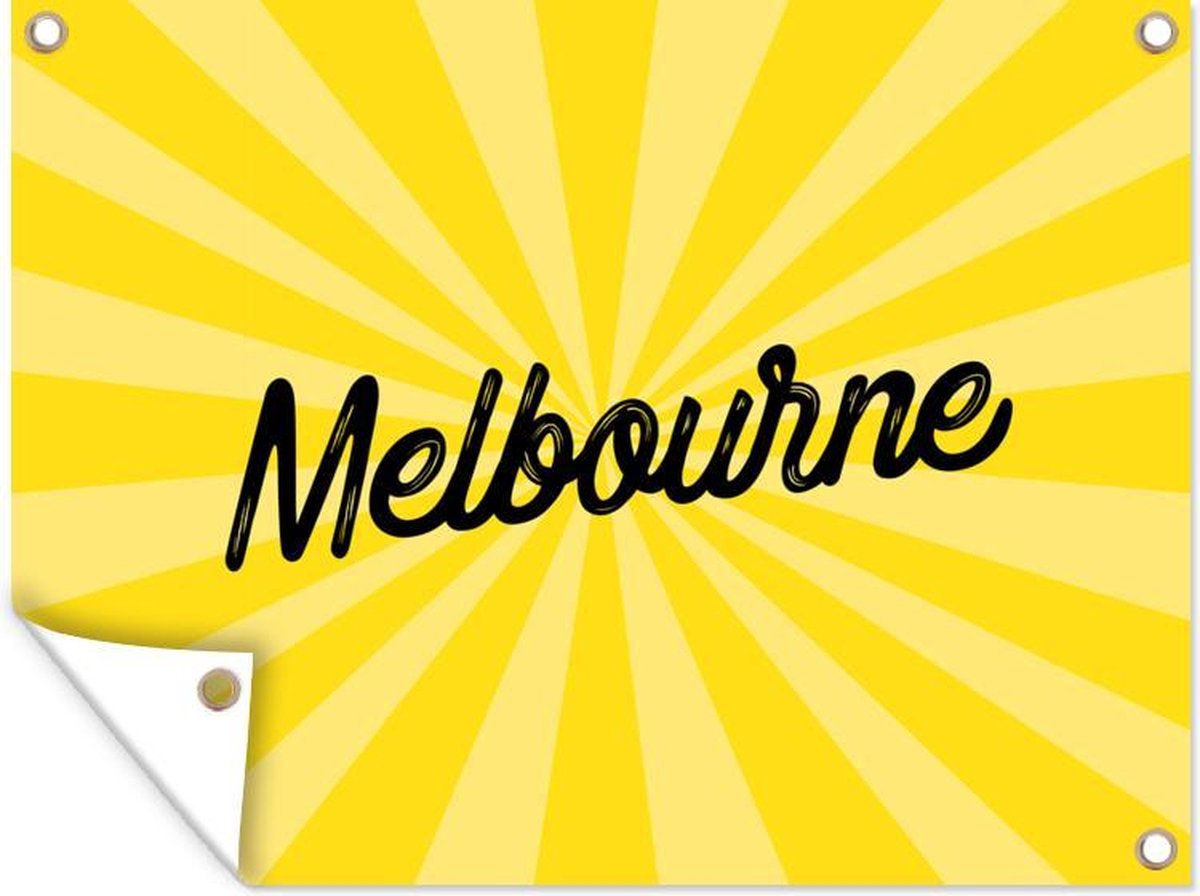 Muurdecoratie buiten tekening van Melbourne in zwarte letters - 160x120 ...