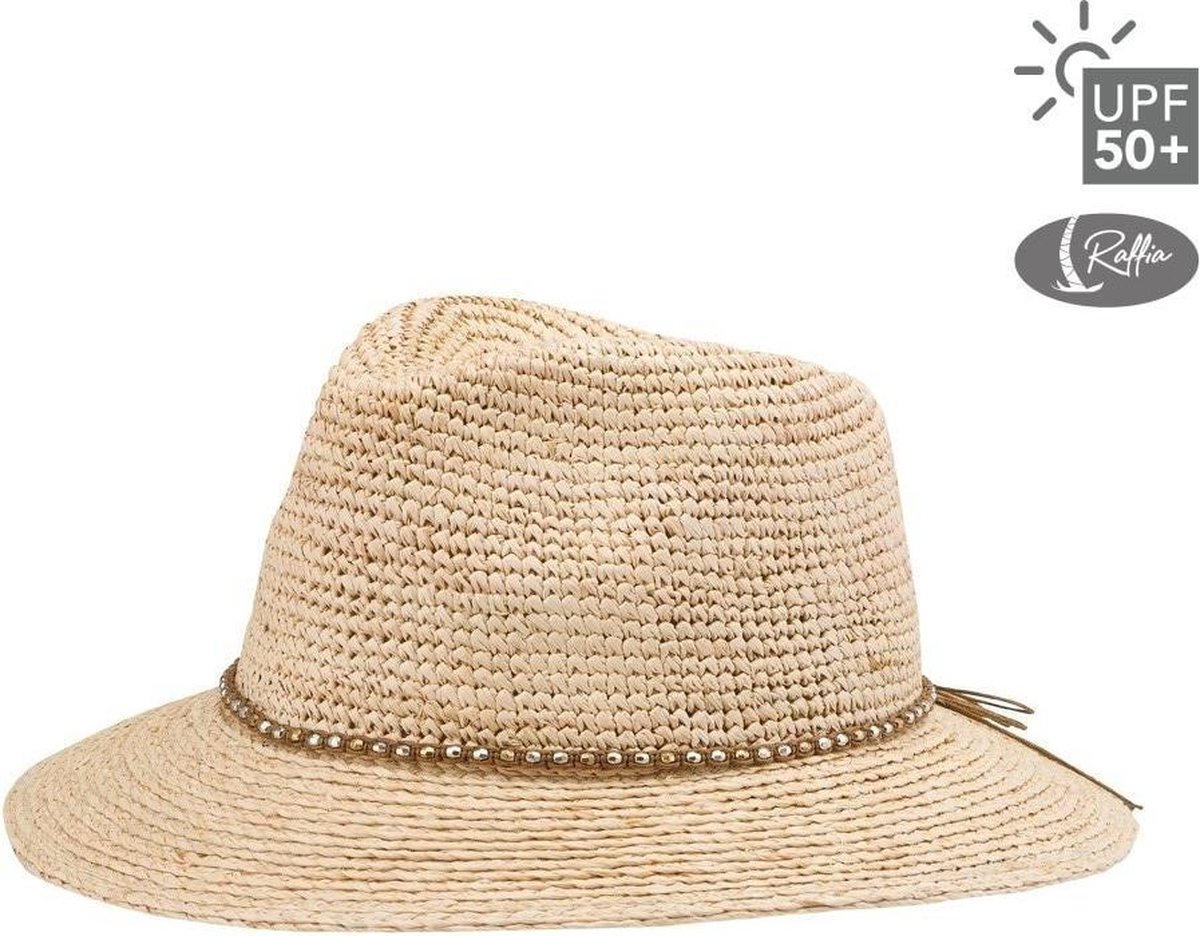 Strohoed Dames Malibu Ibiza Stijl Fedora Strandhoed - 100% Madagaskisch ...