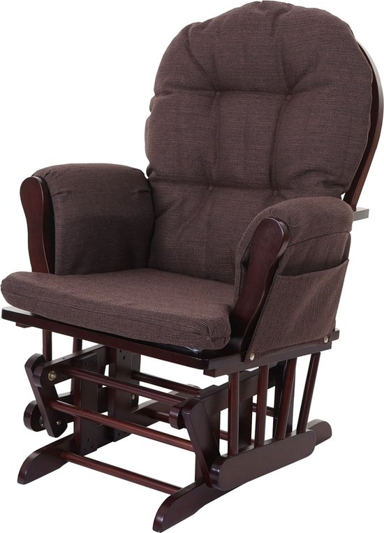 Relaxfauteuil MCW-C76, schommelstoel met kruk ~ stof/textiel, bruin ...