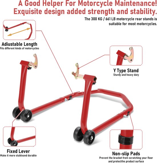 Motorstandaard Motorfiets Achterwiel Standaard Rood Wielblok ...