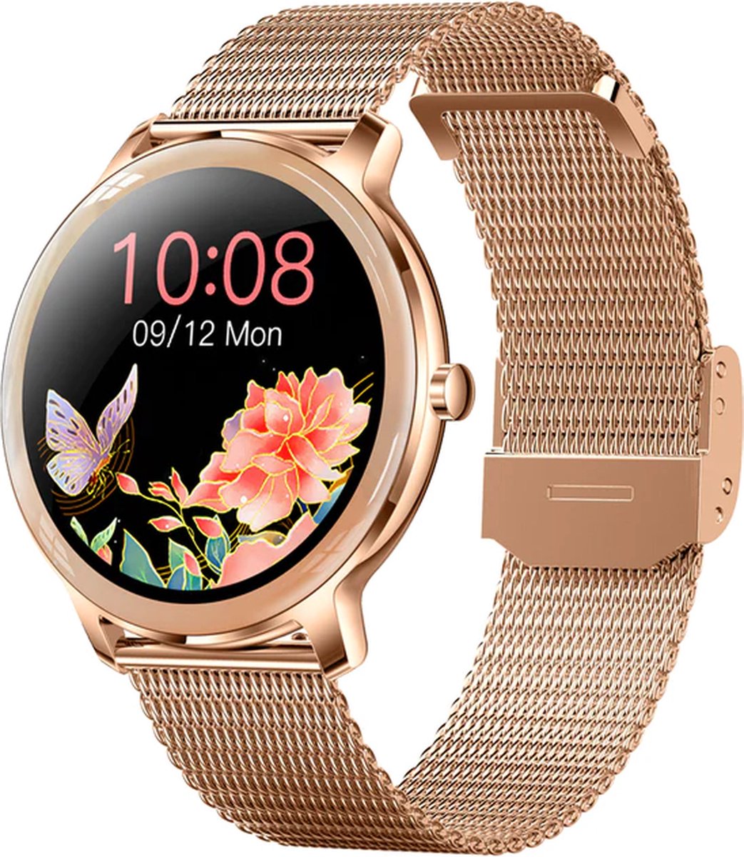 Valante Luxe Smartwatch - Smartwatch Dames - Rosé goud staal - 42 mm ...