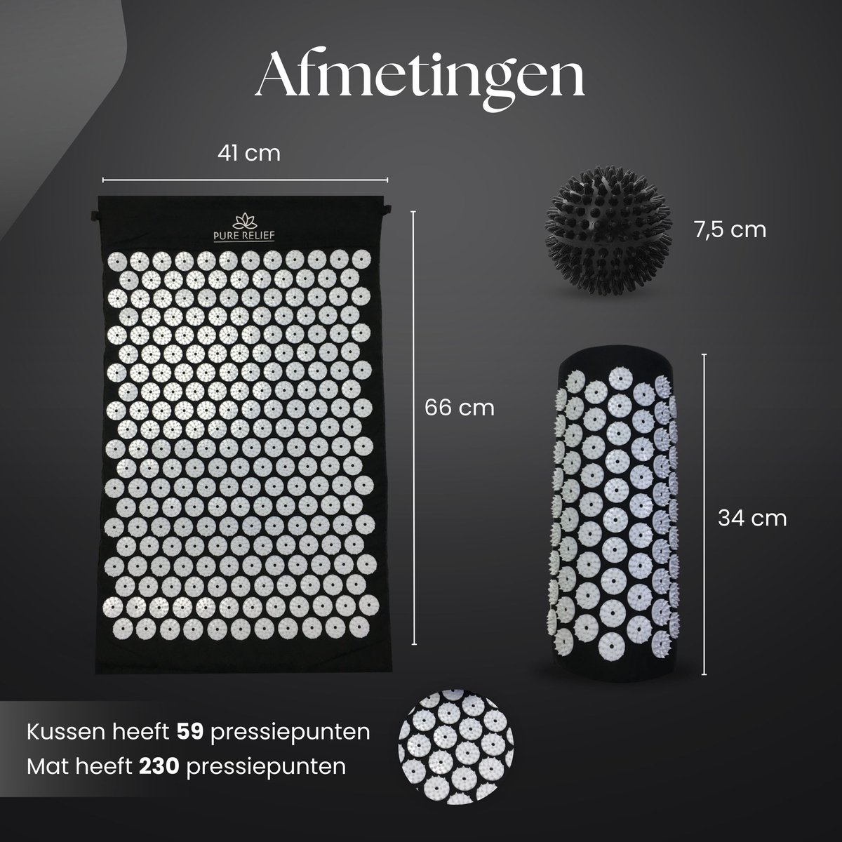 Pure Relief - Spijkermat Set met Speciaal Kussen Acupressuur met ...