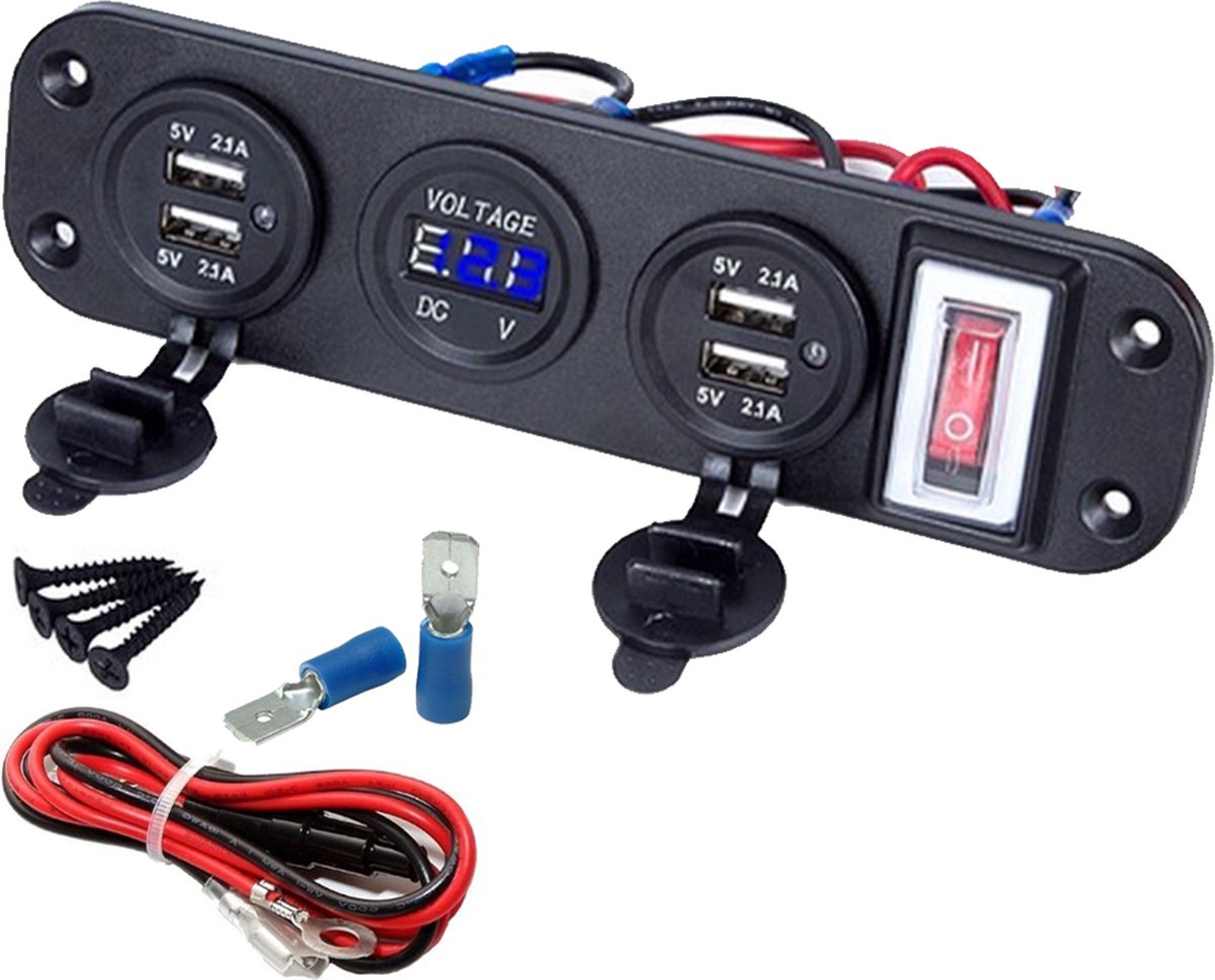 Orbit Electronic® Universele Dual USB stopcontact met Voltmeter/Aan-Uit ...