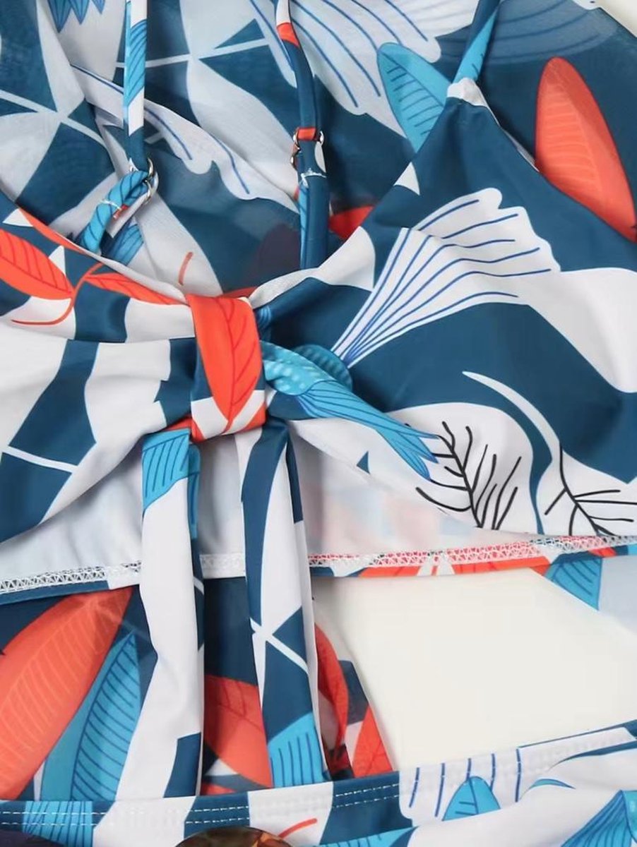 3-delige Bikinisets met kleurrijke tropische print- Hoog uitgesneden ...