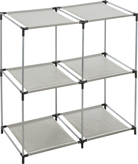 Opbergrek 2-laags - metaal - kunststof - grijs - 67 x 68 cm - incl. 4 ...