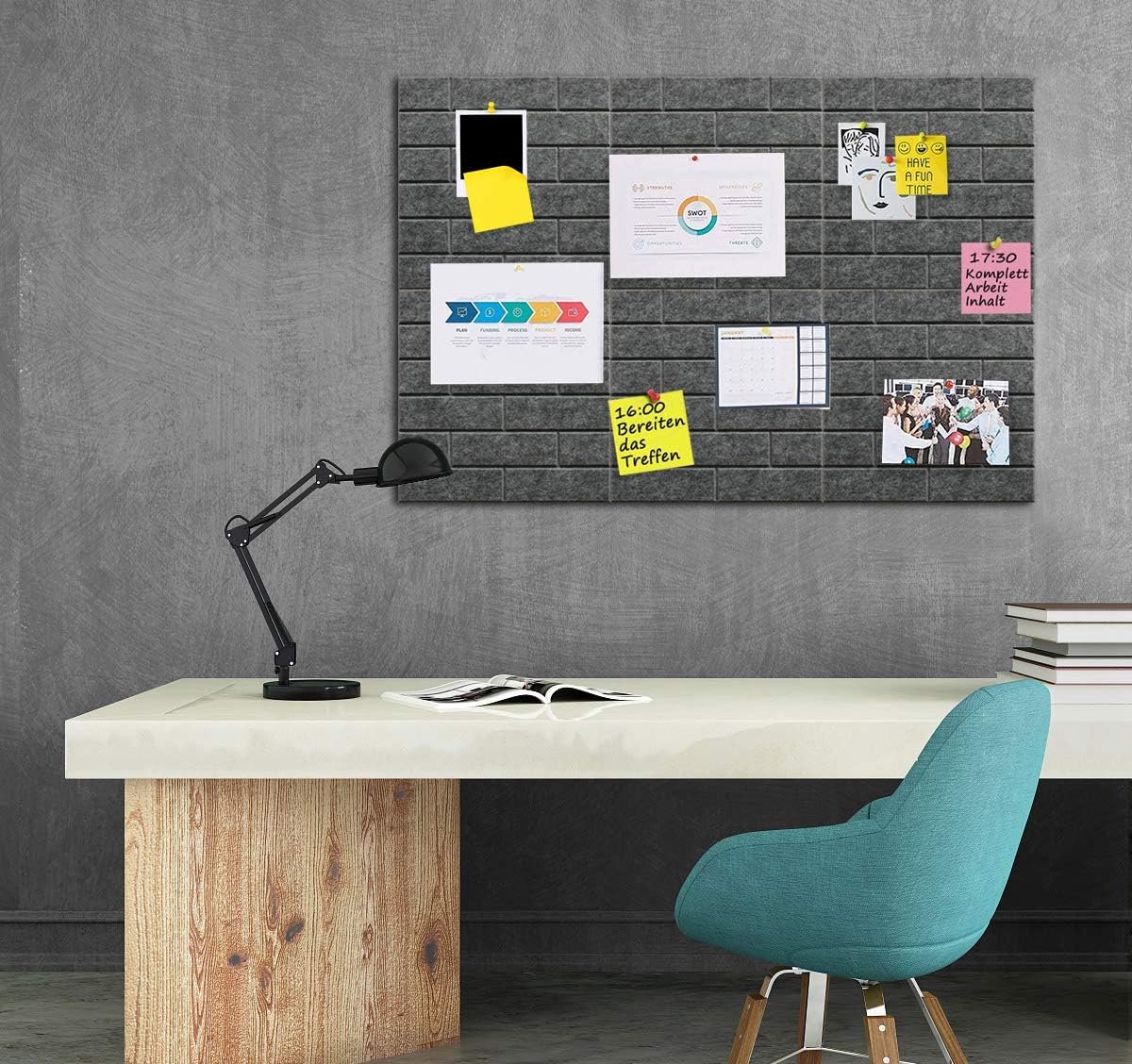 Vilten prikbord, zelfklevend, met 30 priknaalden, 6 stuks groot ...