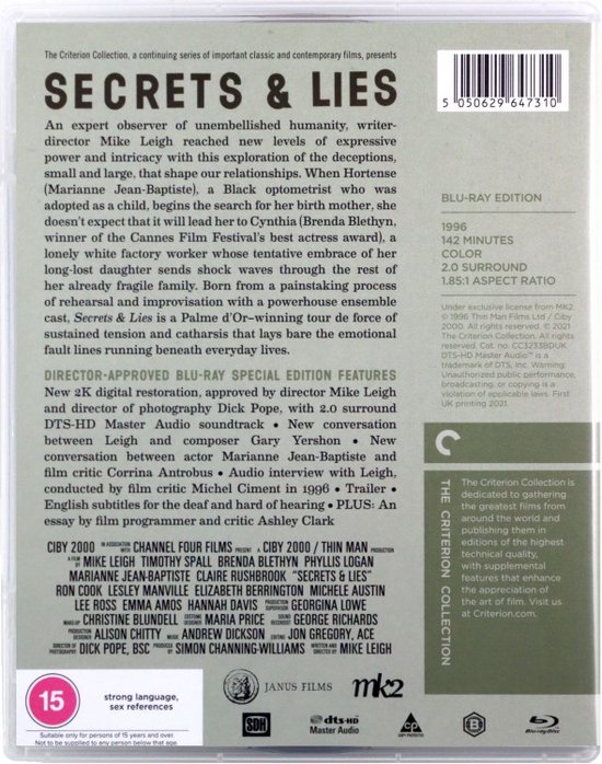 Secrets And Lies Blu Ray Claire Rushbrook Dvds Bol