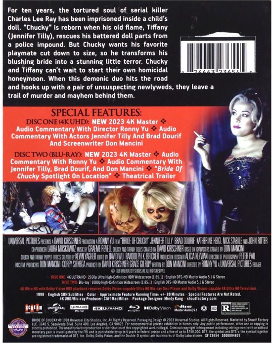 Bride of Chucky [Blu-Ray 4K]+[Blu-Ray], Brad Dourif | Dvd's | bol