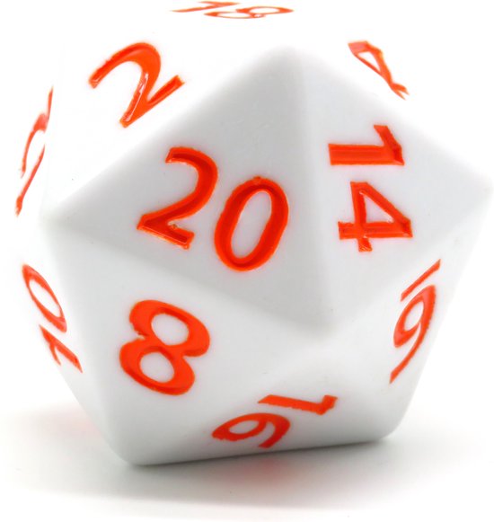 Super Chonk D20 White Orange | Vera's Arts & Dice | Wit met Oranje ...