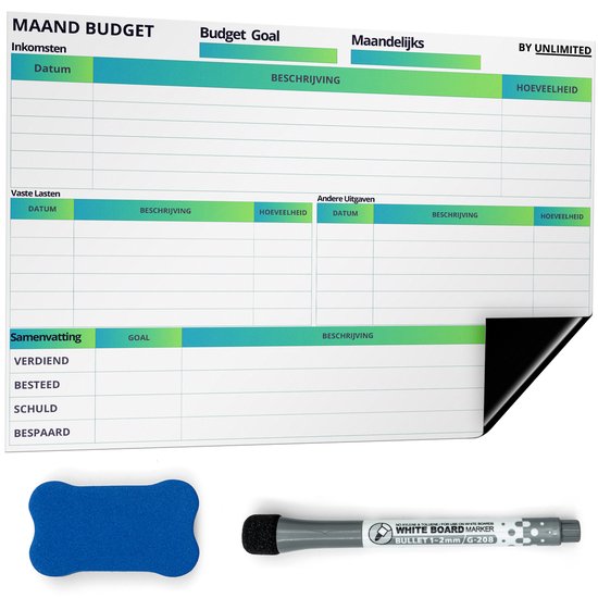 BY UNLIMITED Magnetische Budget planner - Kasplanner - Maand Budget ...