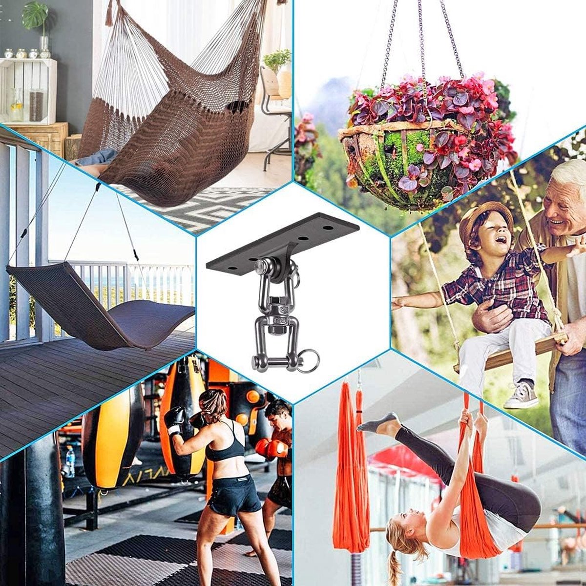 Support de sac de frappe, crochet mur-plafond, fauteuil suspendu ...