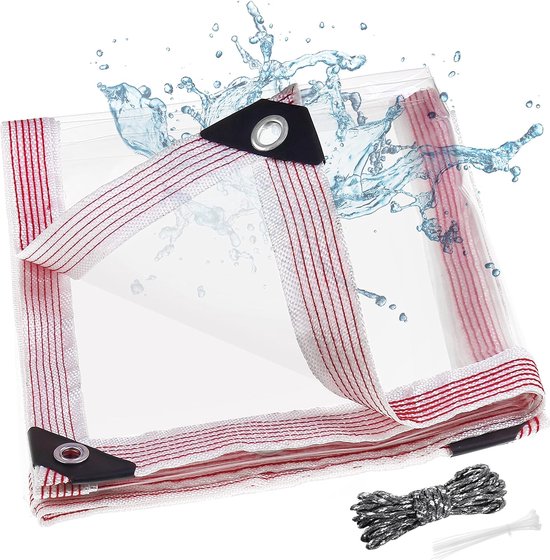 Transparant, transparant zeil met ogen, waterdicht dekzeil van 420 g/m² ...