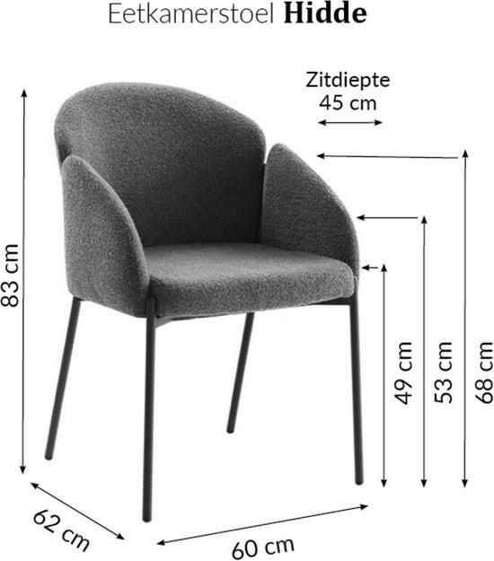 Trend Living Hidde Eetkamerstoel - Grijs - Stof - Stoel - Normale ...