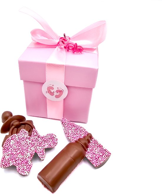 Luxe Geboorte Chocolade Kubus Baby Roze | Kraamcadeau Meisje | Geboorte ...