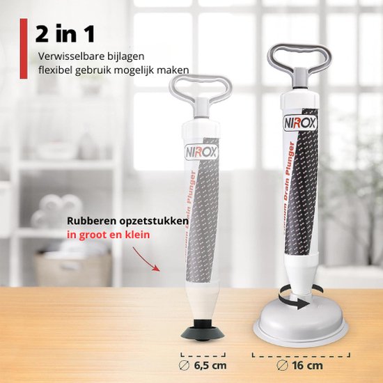 Krachtige Ontstopper met 2 Zuignappen - Ontstopper - Hogedruk gootsteen ...