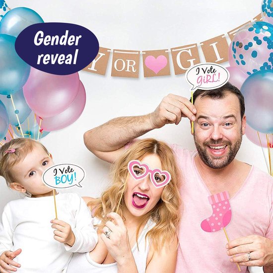 Photobooth Props - 30 Stuks - Gender Reveal - Meisje - Jongen ...