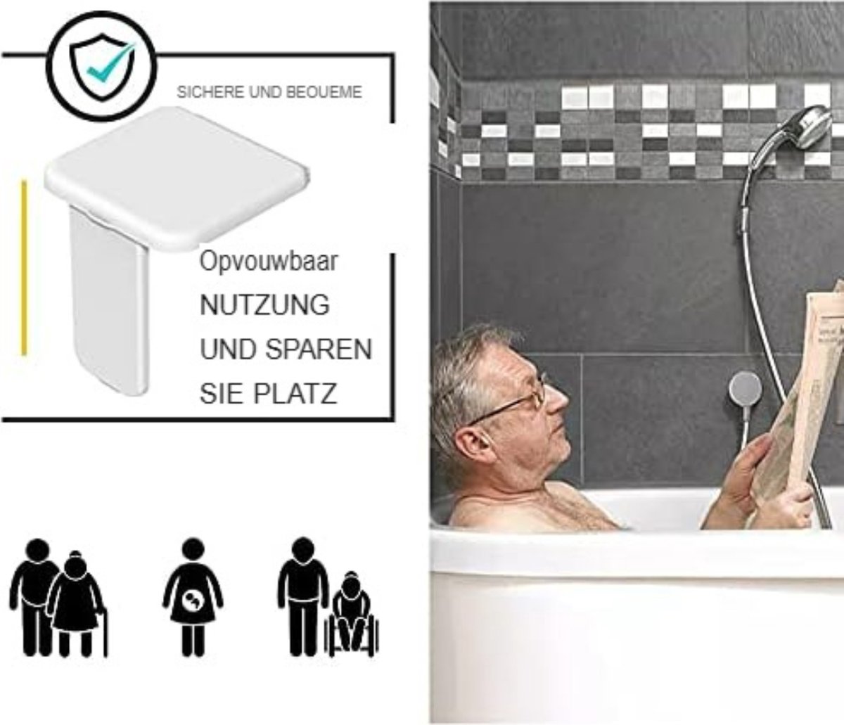 Gratyfied-Douchekruk inklapbaar-Folding shower stool-Douchezitje ...