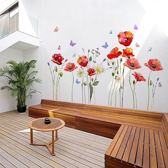 Grote vintage bloem muurstickers, bloemen muurstickers plant wijnstokken muur kunst... | bol