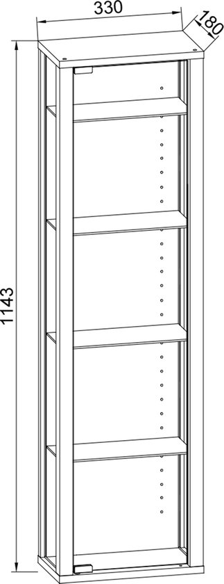 VCM Houten vitrinekast Glazen vitrinekast Staande vitrinekast Edana ...