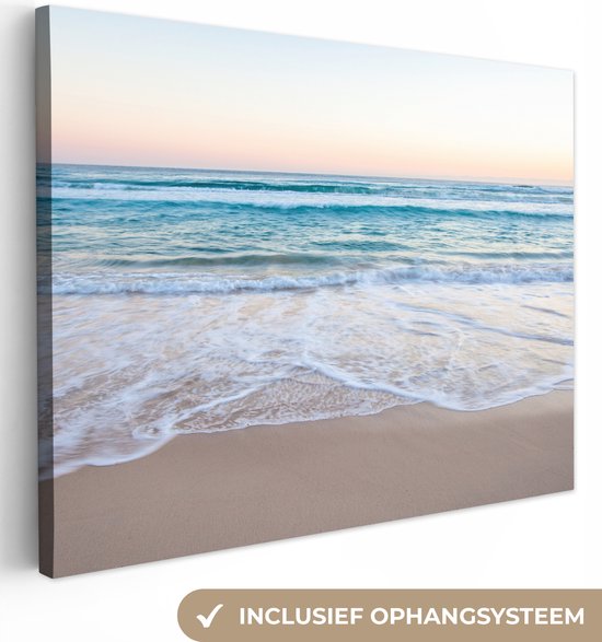 Canvas schilderij 160x120 cm - Wanddecoratie Strand - Zee - Pastel - Muurdecoratie... | bol