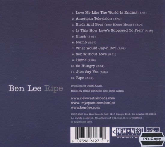 Ripe, Ben Lee | CD (album) | Muziek | bol