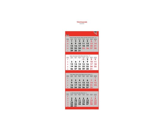 Quantore Kalender - 4 maanden per vel, met datumaanduider - 88x30,5 cm ...
