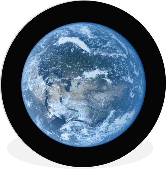 WallCircle - Wandcirkel ⌀ 90 - Satellietbeeld van een lichtblauwe aarde ...