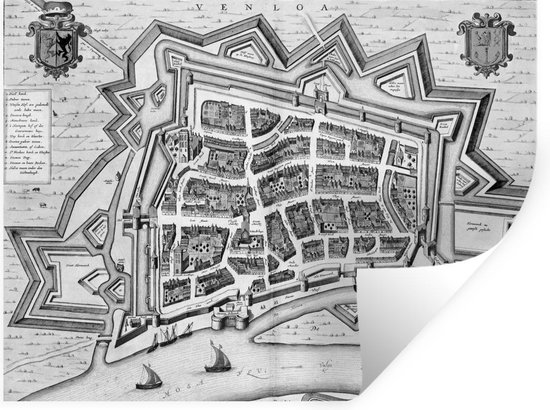Muurstickers - Sticker Folie - Historische stadskaart van het Limburgse ...