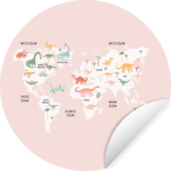WallCircle - Muurstickers - Behangcirkel - Wereldkaart - Kinderen - Dinosaurussen - ⌀... | bol