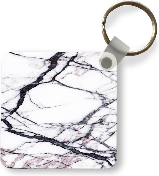 Sleutelhanger - Uitdeelcadeautjes - Marmer print - Wit - Zwart ...